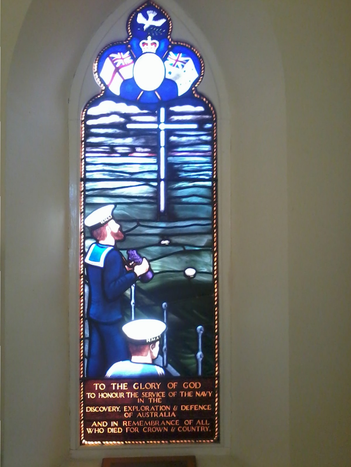 The inscription underneath the Royal Australian Navy window reads;